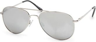 styleBREAKER Lunettes de soleil aviateur unisexe Verres en polycarbonate, monture métallique à bord plein avec charnière à ressort 09020037, couleur:Monture argent