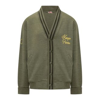 Kenzo Homme, Pulls, Vert, Taille: M Paris Chainstitch Embroidered Cardigan