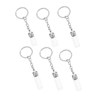 Cabilock 6 Stück Leere Glas Parfümflaschen Schlüsselanhänger Kleine Ätherische Ölflaschen mit Breiter Öffnung zum Einfachen Befüllen Transparenter Anhänger für