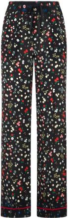 Red Valentino Femme, V&ecirc;tements de nuit et de d&eacute;tente, Noir, Taille: 40 FR Pantalon large en georgette de soie &agrave; imprim&eacute; floral