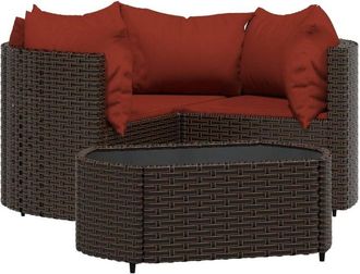 vidaXL 4-tlg. Garten-Lounge-Set mit Kissen Braun Poly Rattan vidaXL