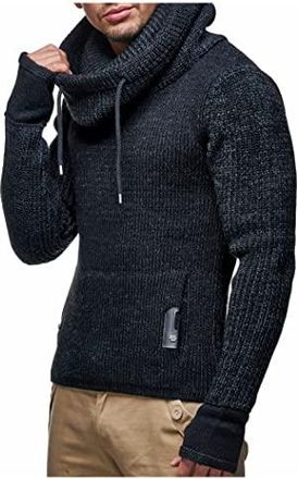 LEIF NELSON Pull en Tricot pour Homme Noir Taille 3XL
