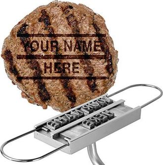 Barbuzzo BBQ Brandeisen mit wechselbaren Buchstaben - Branding Your Steak, Hamburger, Huhn, mit Ihrem Namen, Nachricht oder einfach so ziemlich Alles - Ideal f
