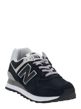 New Balance Unisex Sneakers Classic 574 Black Leather Leather-Textile Trainers Leather/textile