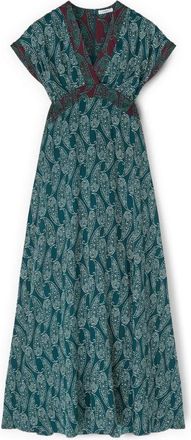 Motivi Femme, Robes, Vert, Taille: 36 FR Cashmere Print Satin Long Dress