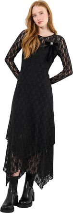 Joe Browns Maxikleid mit Blumenmuster, breite &Auml;rmel, Knopfleiste, Schwarz, 38