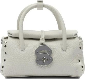 Zanellato Hobo Bags - Textured Leather Handbag With Flap Closure - Gr. unisize - in Grau - f&uuml;r Damen