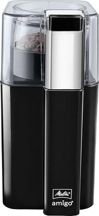 MELITTA Amigo Kaffeemühle - Elektrische Kaffeemühle mit Schlagmesser aus Edelstahl für bis zu 60g Kaffeebohnen, für 2-8 Tassen Kaffee, schwarz/edelstahl