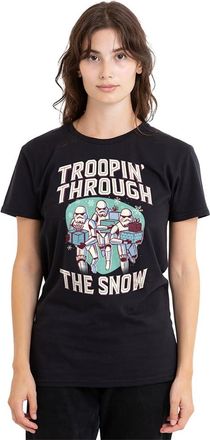 Star Wars Damen Retro Troopin Through The Snow Ladies, Black T-Shirt, Schwarz, S