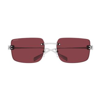 Gucci GG2038S002 Rimless Rectangle Sunglasses - Silver