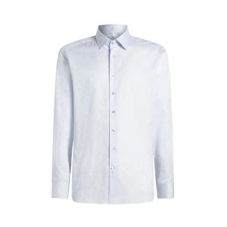 Etro Cotton Jacquard Shirt Aq043 - - Shirts - Herren - Blau - 4XL