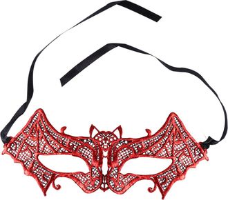 Garneck Halloween Fledermaus Halbgesichtsmaske aus Roter Spitze Teiliges Leichte Party Masquerade für Karneval und Kostümball Komfortabel und Passend