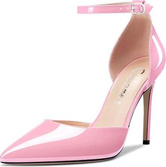 Castamere Femmes Aiguille Haut High Talon Heel Pointu Bout Lani&egrave;res Cheville Two-Piece Dress Escarpins Slip-on Boucle Mariage Party 10 CM Heels Rose 35 EU