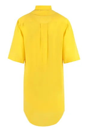 Equipment Womens Belted Shirtdress Yellow Silk Dress