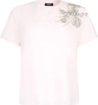 Liu Jo Femme, Tops, Rose, Taille: 34 FR T-shirt orn&eacute; &agrave; col rond
