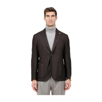 L.B.M. 1911 Giacca monopetto in lana tinto capo - - Jackets - Herren - Grau - 2XL