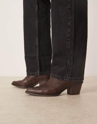 Asos Bottines Chelsea style western &agrave; talon cubain - Marron-Brown