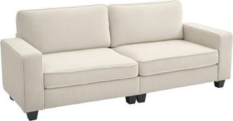 HOMCOM Homcom - 3-Sitzer Sofa, Couch mit Armlehnen, R&uuml;ckenkissen, Wohnzimmersofa mit Cordbezug, Federkern, Polstersofa f&uuml;r Wohnzimmer, Schlafzimmer 227 x 84