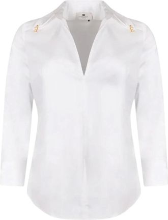 Elisabetta Franchi Chemise &agrave; d&eacute;coupes avec d&eacute;tails dor&eacute;s - Femme - Blouses et Chemises - Blanc - Taille: 40 FR