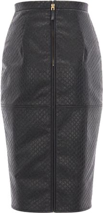 Elisabetta Franchi Faux Leather Scale-Texture Skirt - Black