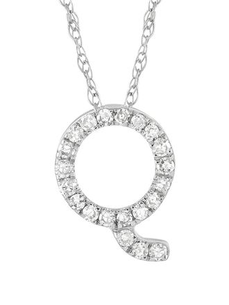 Luxury Bazaar collier Initial Q en or blanc 14ct pavé de diamants pre-owned - Argent