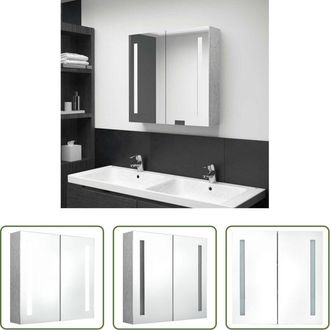 vidaXL Bad-Spiegelschrank - LED-Bad-Spiegelschrank Betongrau 62x14x60 cm