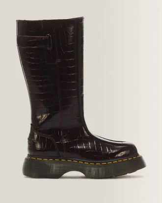 Dr. Martens Buzz Hi Croc Emboss Leder Stiefel in Rot, Gr&ouml;&szlig;e: 36