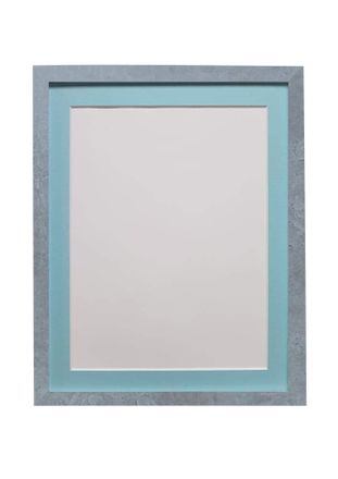 Frames by Post H7 Bilderrahmen Mineralgrau mit blauem Passepartout A2 Bildgr&ouml;&szlig;e A3 Kunststoffglas