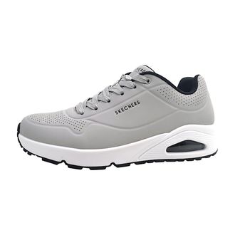 Skechers Herren UNO Stand ON AIR Sneaker, Light Gray Durabuck/Black Trim, 40 EU