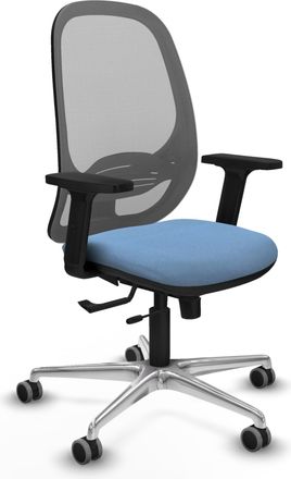 Piqueras y Crespo Blauer B&uuml;rostuhl mit 2D-Armlehnen, h&ouml;henverstellbare Lendenwirbelst&uuml;tze, ausgestattet mit Syncro/Traslack und Schneideschaum, mit Rollen 65 mm, Parket