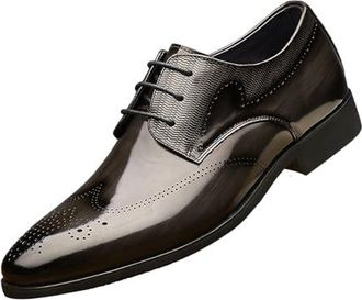 Generic Chaussures de mariage formelles pour homme vintage verni &agrave; lacets Oxfords bout pointu chaussures en cuir &agrave; talon bloc antid&eacute;rapant tendance pour burea