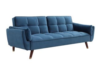 Vente-Unique Klappsofa 3-Sitzer mit Schlaffunktion - Samt - Blau - GULCAN