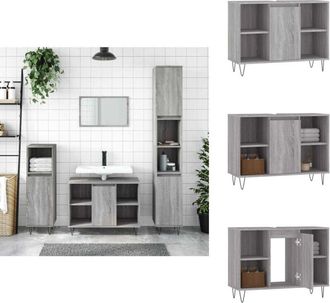 vidaXL Badschrank Grau Sonoma 80x33x60 cm Holzwerkstoff - Badeschrank - Badezimmermöbel - Grauer Schrank - Holzschaukel - Wandregal