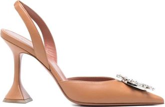 Amina Muaddi Femme, Chaussures, Beige, Taille: 38 1/2 EU Begum Mesh Sling 95