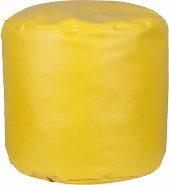Aranáz S.L. Hocker aus Holz, rund, Ø 40 x 38 cm, Gelb, gepolsterter und bequemer Sitz