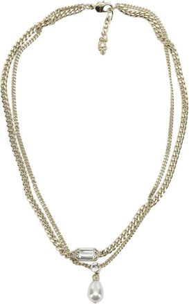 Alexander McQueen Alexander McQueen Halskette - Double-Layered Brass Chain Necklace With Crystal A - Gr. unisize - in Mehrfarbig - f&uuml;r Damen