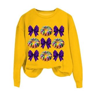 Generic Sweat-shirt &agrave; col rond pour femme - Pull &agrave; manches longues - Sans capuche - Haut d&eacute;contract&eacute; - Automne - Hiver 2026 - Tendance - Lettres imprim&eacute;es - S