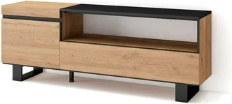 Skraut Home Skraut Home - Meuble TV, Banc T&eacute;l&eacute;, Grand espace de Rangement, 150x57x35cm, Pour les TV jusqu&agrave; 65, Design industriel, Style moderne, Ch&ecirc;ne et noir