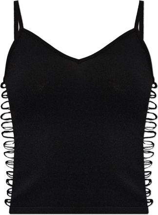 Dsquared2 Femme, Tops, Noir, Taille: 38 FR Top avec d&eacute;coupes lat&eacute;rales d&eacute;coratives