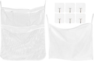DOITOOL 8 St&uuml;ck Teiliges Badspielzeug aufbewahrungsnetz mit Gro&szlig;en Netztaschen und Abl&ouml;sbaren Saugn&auml;pfen Leichter Langlebiger Mesh h&auml;ngebeutel Badespielzeug u