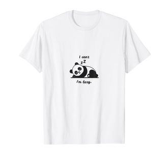 Hello Kitty Schlafender Fauler Panda Illustration mit Text Humor Cartoon T-Shirt
