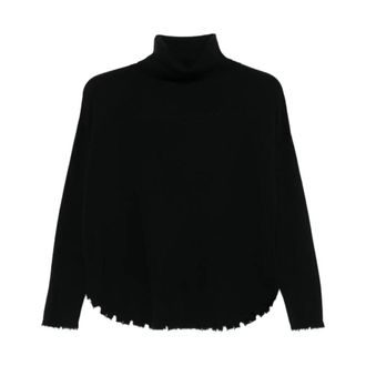 Kujten Mavis Rollkragenpullover mit Fransen - - Knitwear - Damen - Schwarzk - S