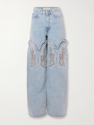 Y / Project Jean Large Convertible En Coton Biologique &Agrave; Broderies Evergreen - Bleu