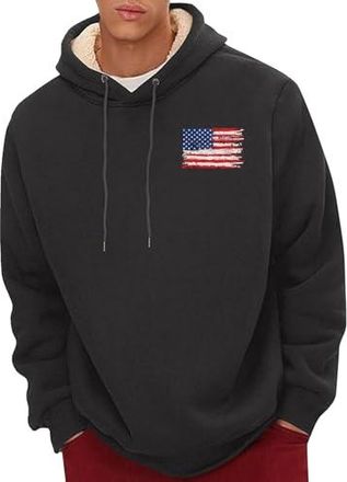 Generic Manteau à capuche en polaire pour homme - Printemps et automne hiver - Imprimé en 2D - Drapeau national rétro - Mode décontractée - Plus velours épais