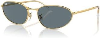 Ray-Ban Lunettes de soleil ovales Rb3734, Doré/bleu foncé polarisé, 59 mm