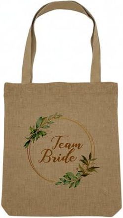 Fabulous Sac Shopping Tote Bag Aspect Lin - Team Bride Mariage Mari&eacute;e Cercle Fleurs - Sac de Courses Toile Epaisse 360g Beige Naturel Cabas Port&eacute; Epaule Solide