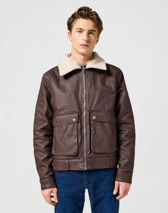 Wrangler Lederimitatjacke WRANGLER AVIATOR mit G&uuml;rtelschlaufen am Saum