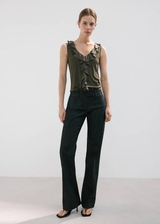 Mango Volant-Top mit V-Ausschnitt khaki - Damen - XXS - MANGO