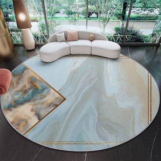 Generic Tapis Rond Salon 180 cm, Color&eacute; Lavable Antid&eacute;rapant Tapis, &Eacute;l&eacute;gant Motif marbre Bordure Texture Imprim&eacute; Carpette Convient pour la Chambre la Salle &agrave; 