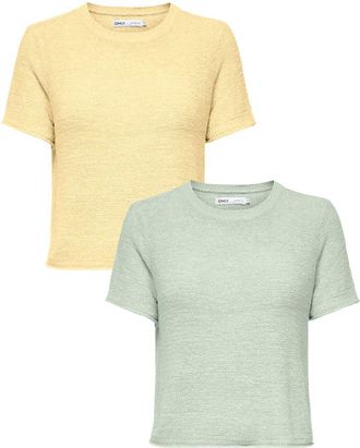 Only Kurzarmshirt (2er-Pack) Feinstrick Kurzarm Pullover leichtes Sommer Essential
